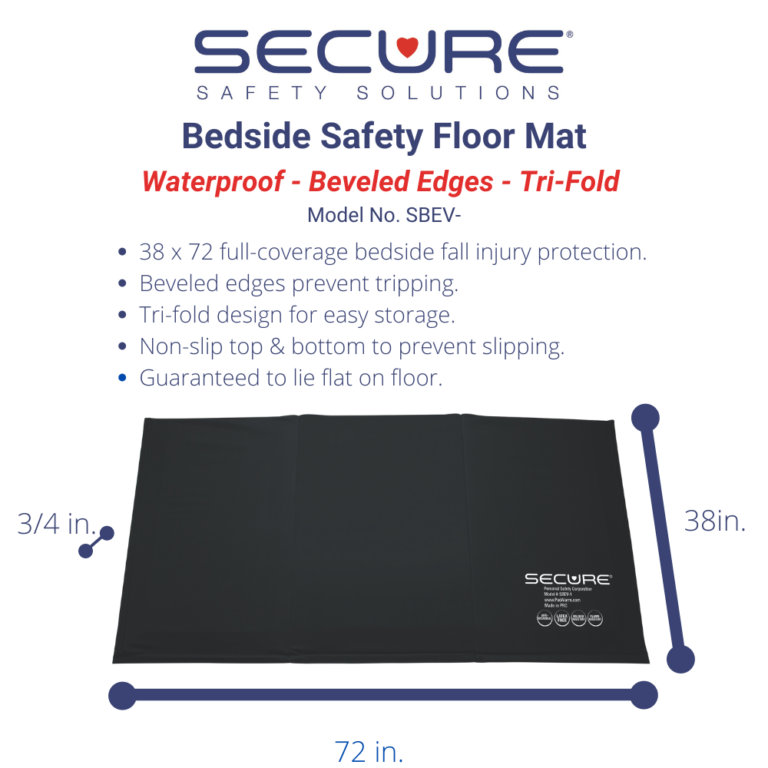 Secure® Beveled Edge Bedside Fall Safety Floor Mat for Elderly