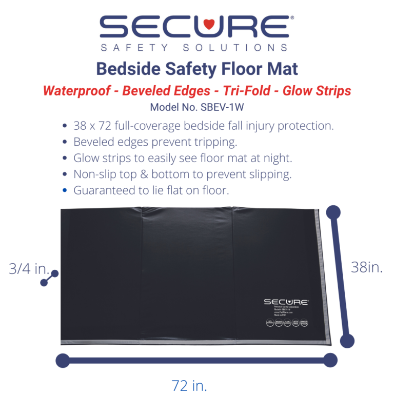 Waterproof Beveled Edge Bedside Safety Mat with Glow Strips