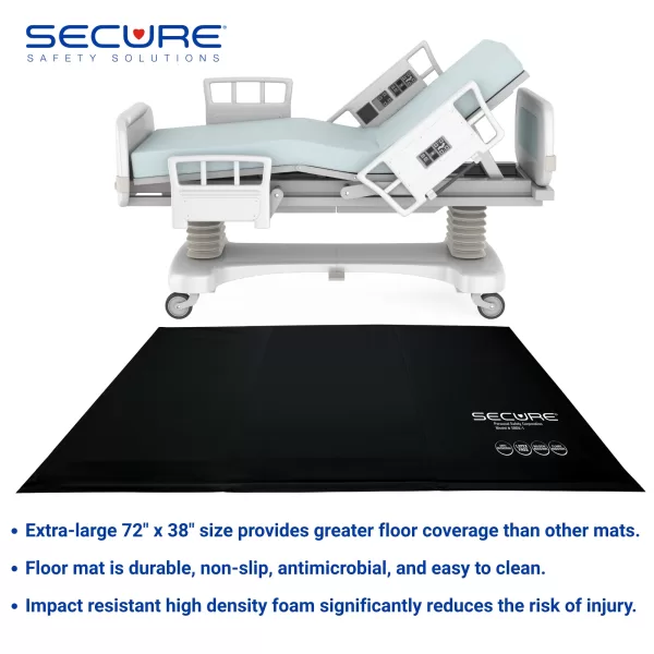 Secure® Beveled Edge Bedside Fall Safety Floor Mat for Elderly