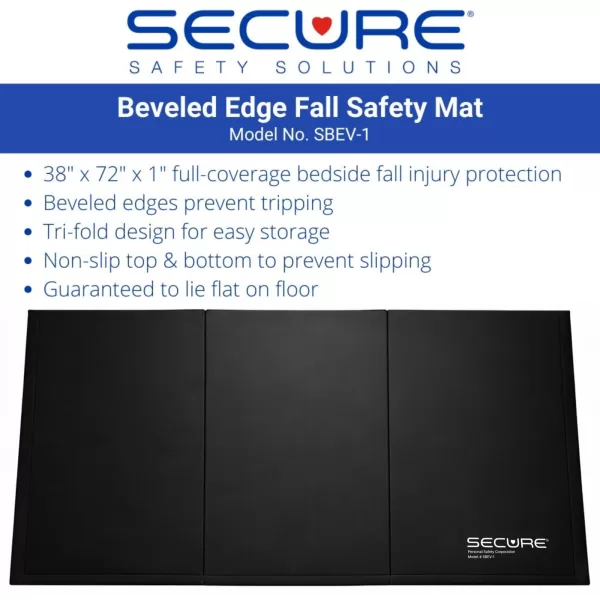 Secure® Beveled Edge Bedside Fall Safety Floor Mat for Elderly