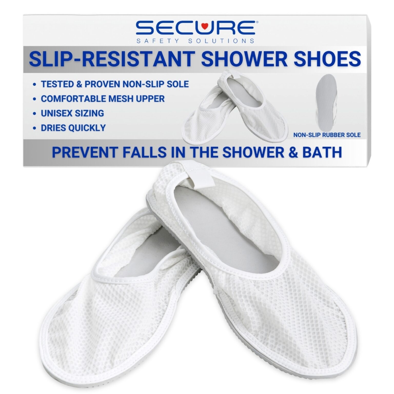 Secure Safety Solutions Non-Slip Shower Shoes for Fall Prevention
