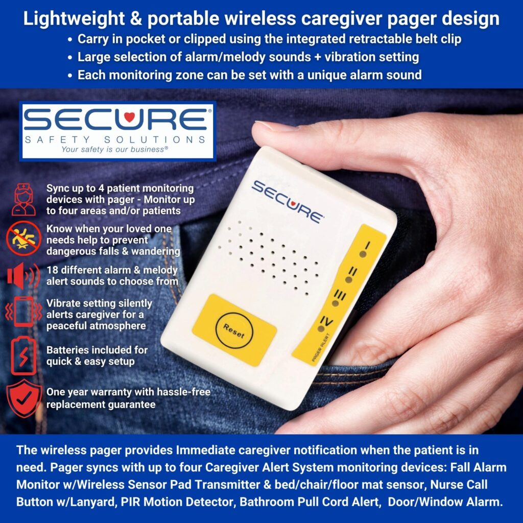 Wireless Caregiver Pager Alarm Vibrate | Secure Safety Solutions